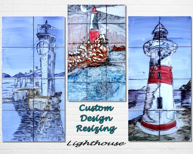 Architectural Tiles, Hand Painted Mosaic Murals, Lighthouse Backsplash, Custom Design Service ...