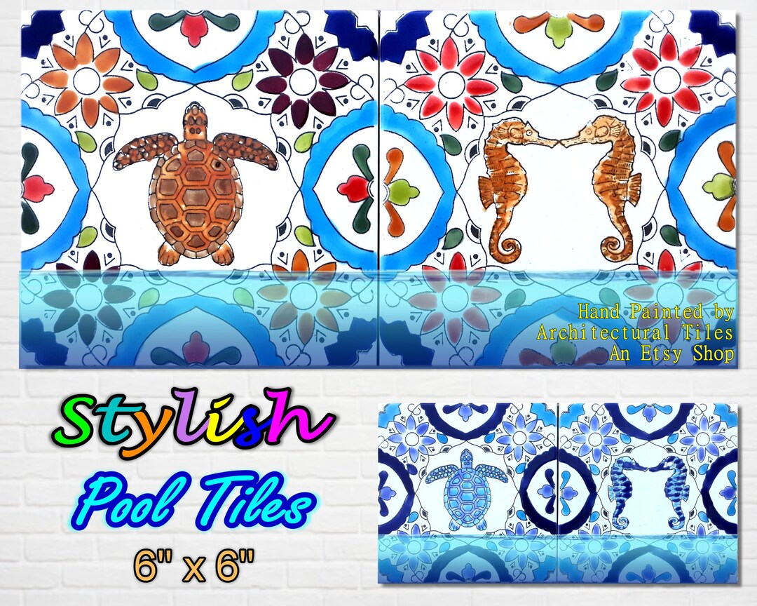 Waterline Swimming Pool Accent Ceramic Tiles | 6inx6in Stylish Mosaic ...