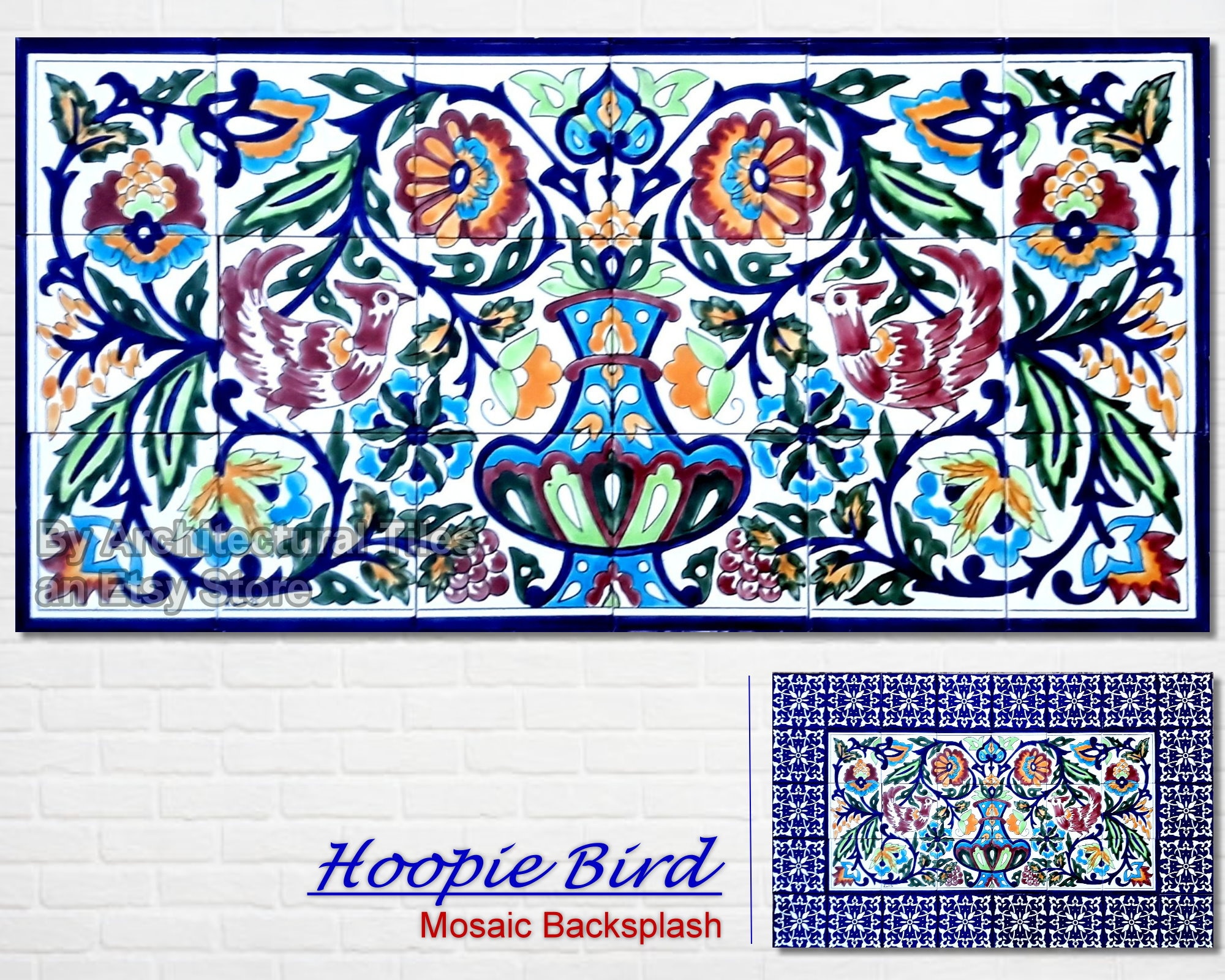 Architectural Tiles Hand Painted Hoopie Bird Decorative - Etsy