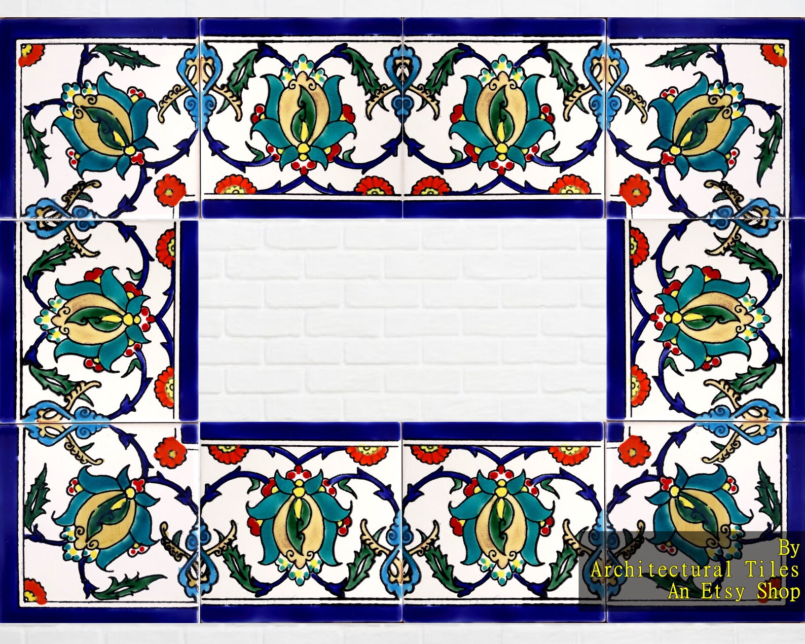 BORDER TILES : 6x6 Hand Painted Mosaic Ceramic Tiles for Surround ...