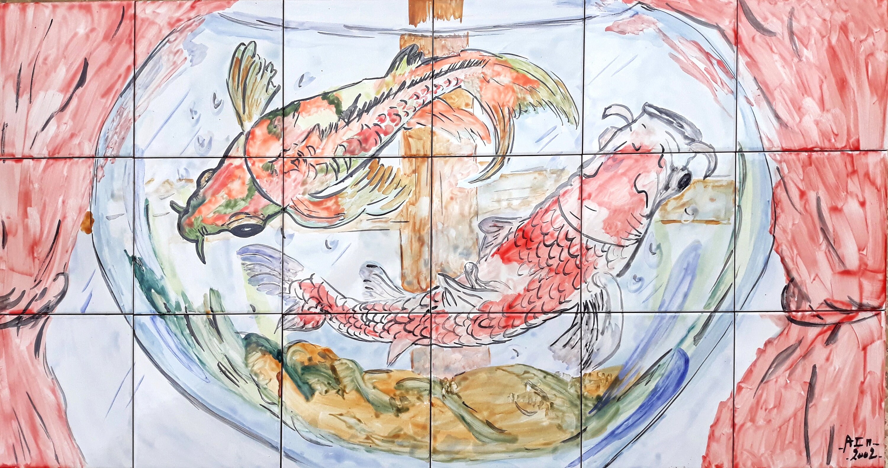 Architectural Tiles, Hand Painted Mosaic Murals, Aquarium Fish Bathroom ...