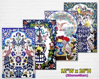 Architectural Tiles, Hand Painted Turkish Decorative Mosaic Wall ...