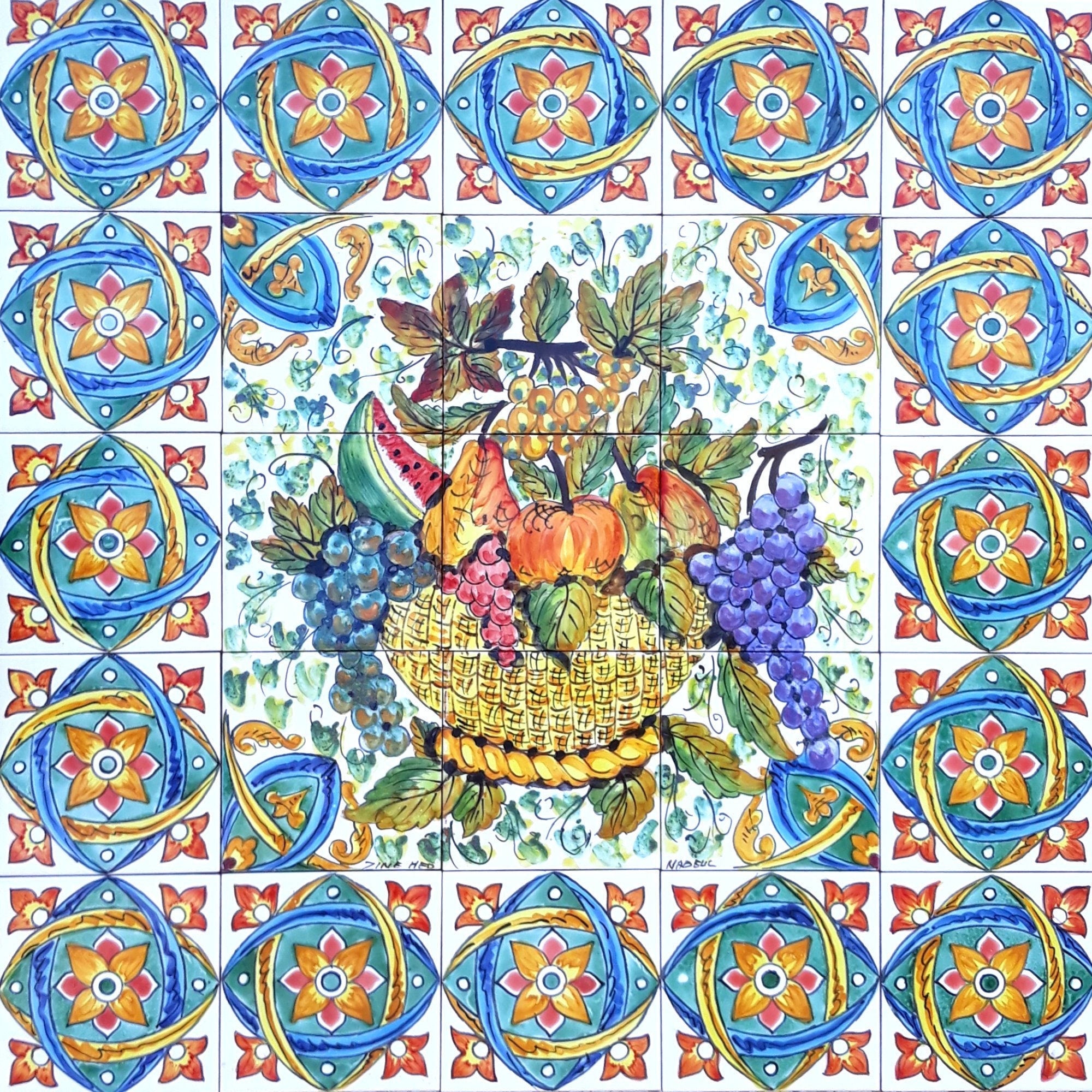 Architectural Tiles, Fruit Basket Italian Design Hand Painted ...