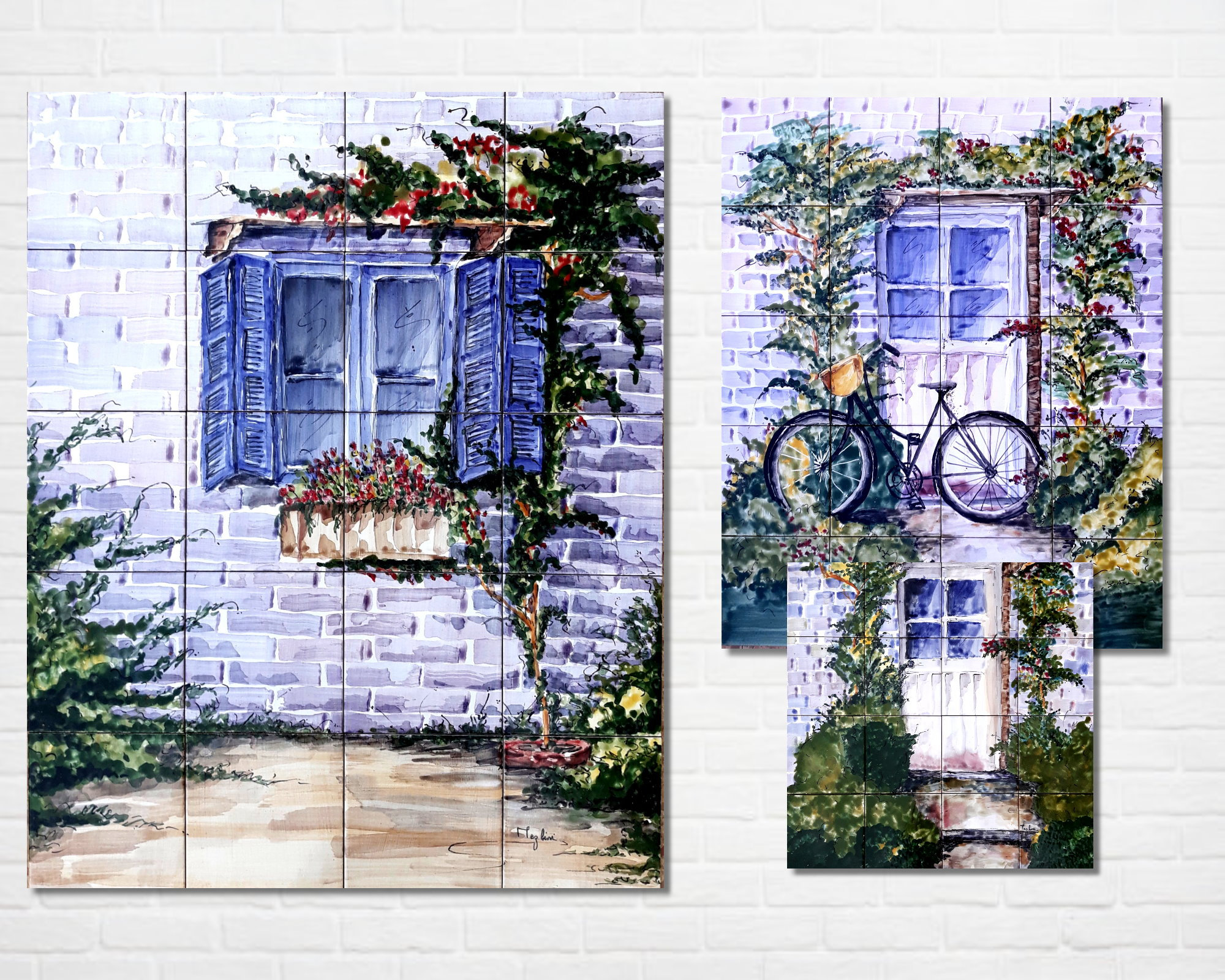 Architectural Tiles, Hand Painted Mosaic Murals, French Country Blue ...