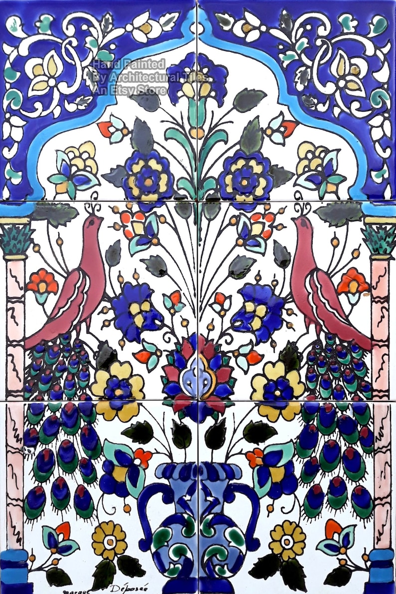 Architectural Tiles, Hand Painted Decorative Mosaic Wall Backsplash ...