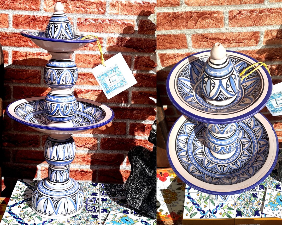 Relaxation Water Fountains : Artful 3 Tier Pedestal Ceramic Water ...