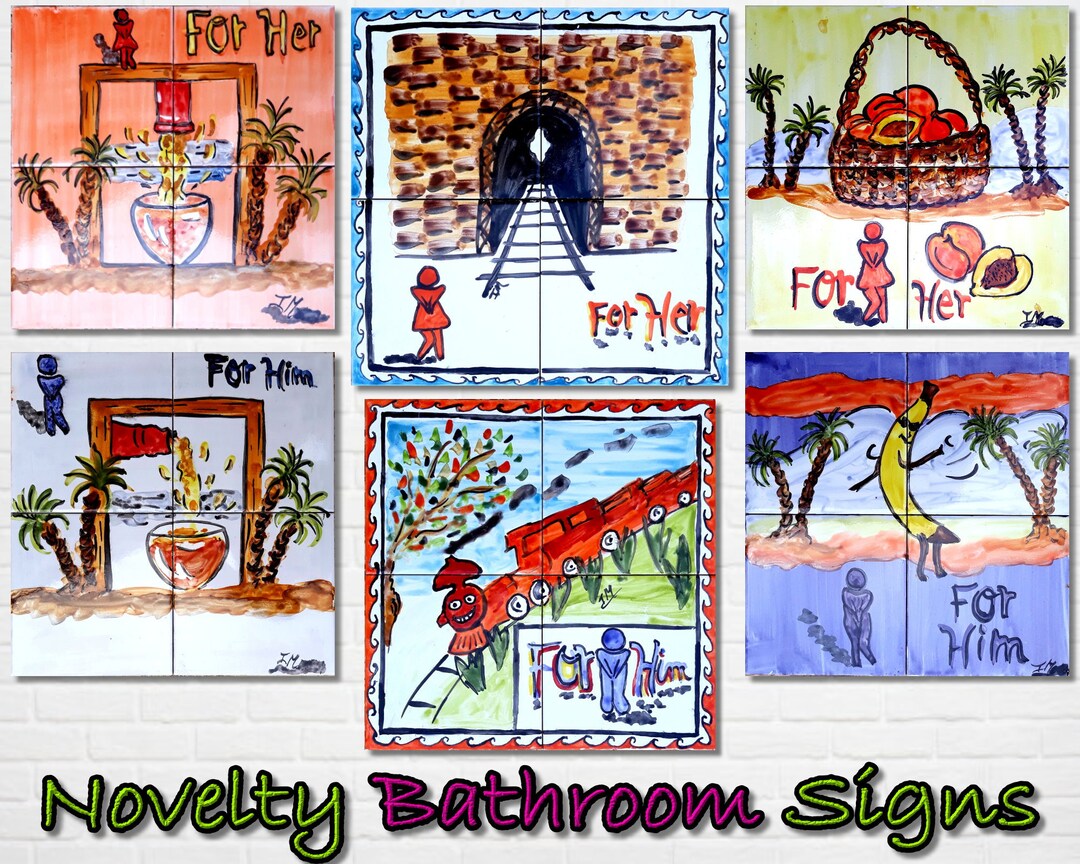 COLLECTOR BATHROOM SIGN One of a Kind Restroom Symbol Mosaic Set, for ...