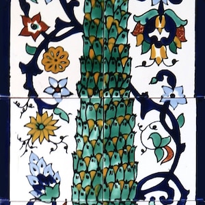 Architectural Tiles, 12x60 Pine Tree Hand Painted Decorative Mosaic ...