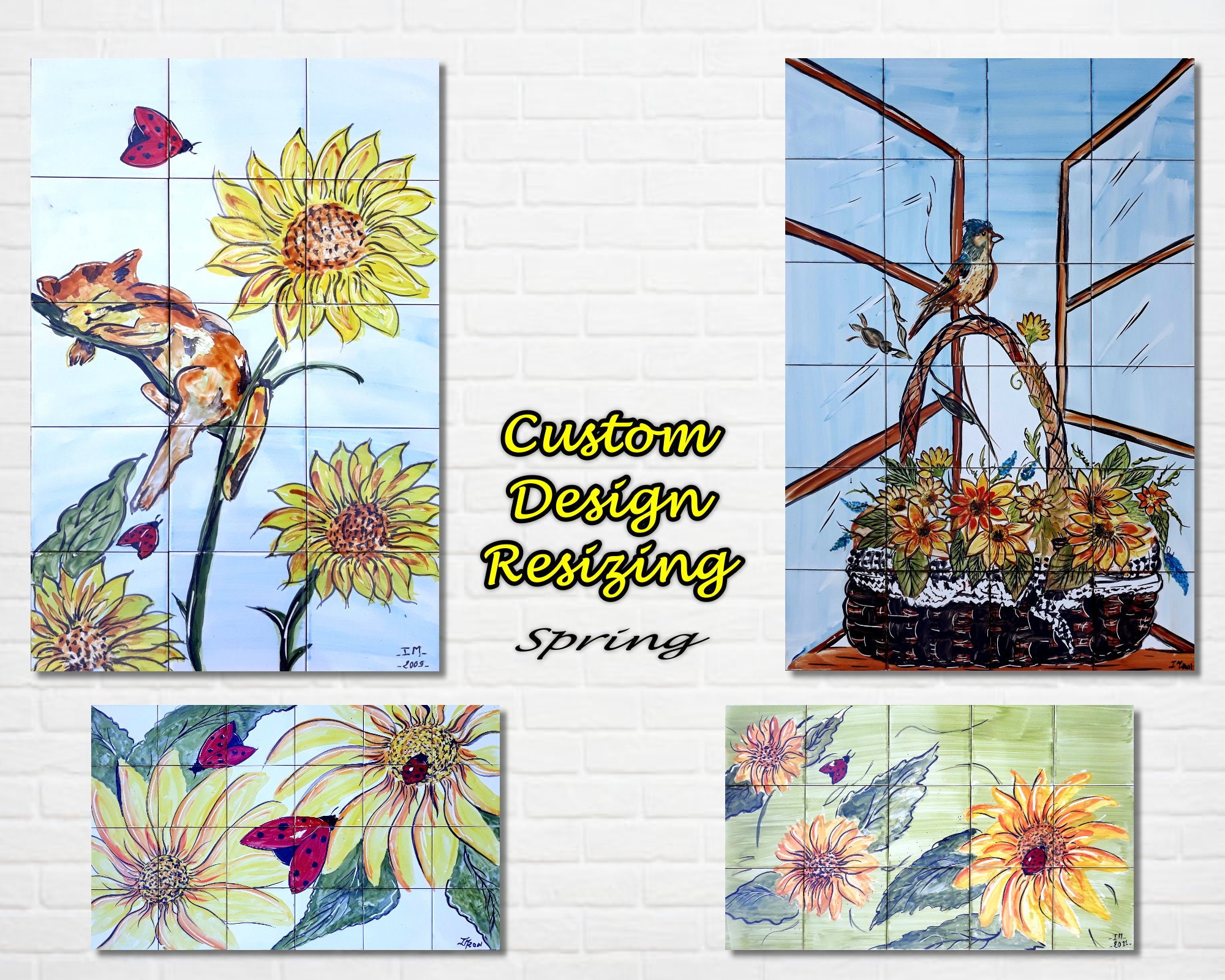 Architectural Tiles, Hand Painted Mosaic Murals, Spring Design ...