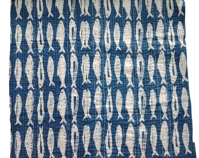 Patchwork Assorted Indian Indigo Blue Bedding Bedspread Bohemian Cotton ...