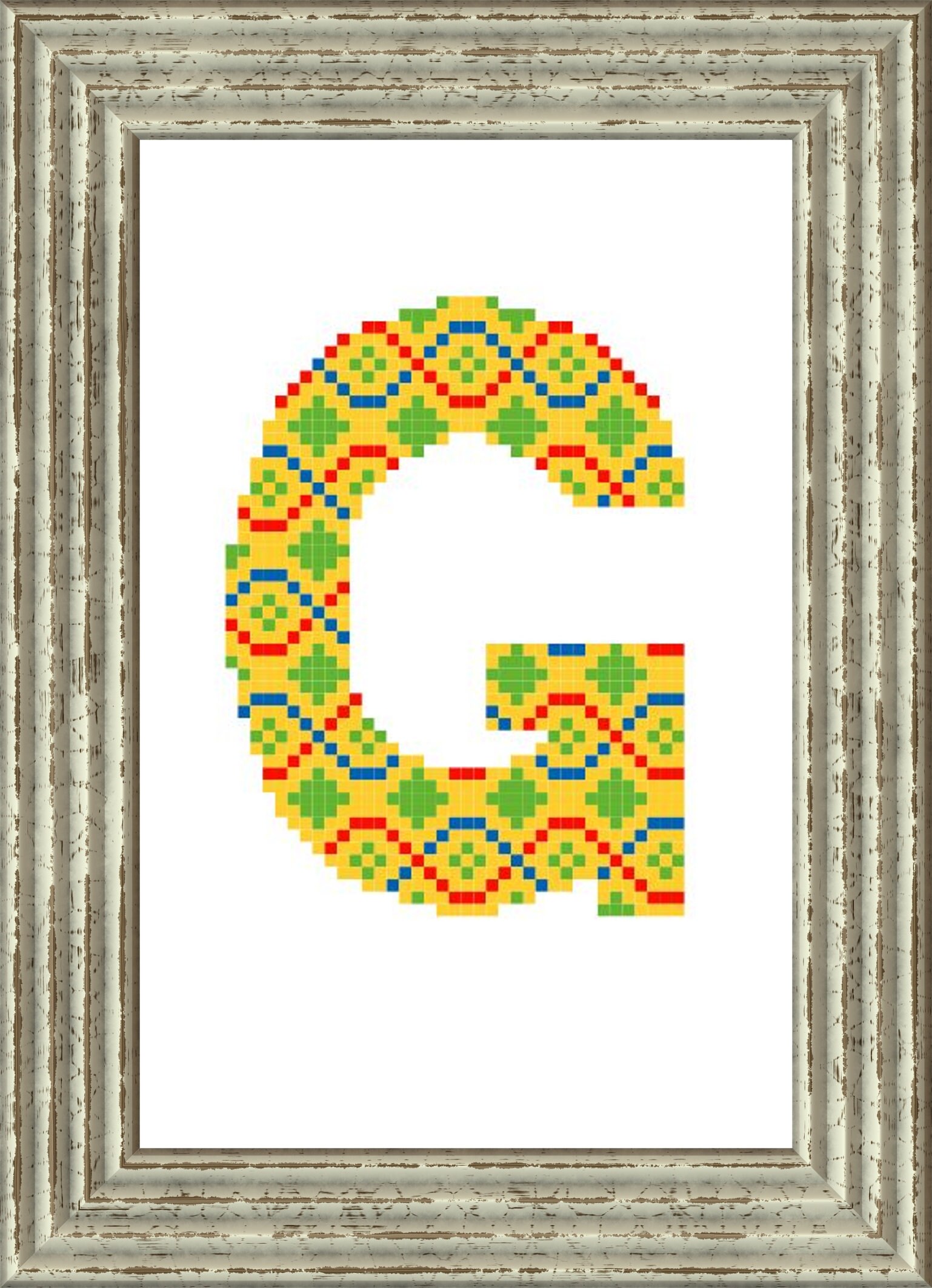 Letter G Alphabet Cross-stitch Pattern. Every Pattern Includes 3 ...