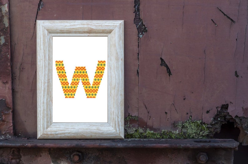 Letter W Alphabet Cross-stitch Pattern. Every Pattern Includes 3 ...