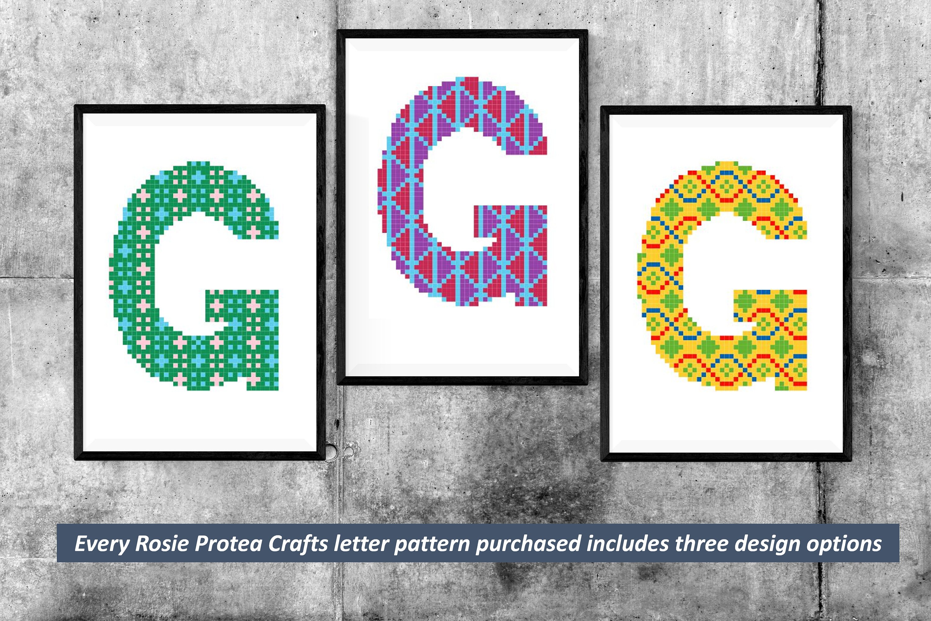Letter G Alphabet Cross-stitch Pattern. Every Pattern Includes 3 ...