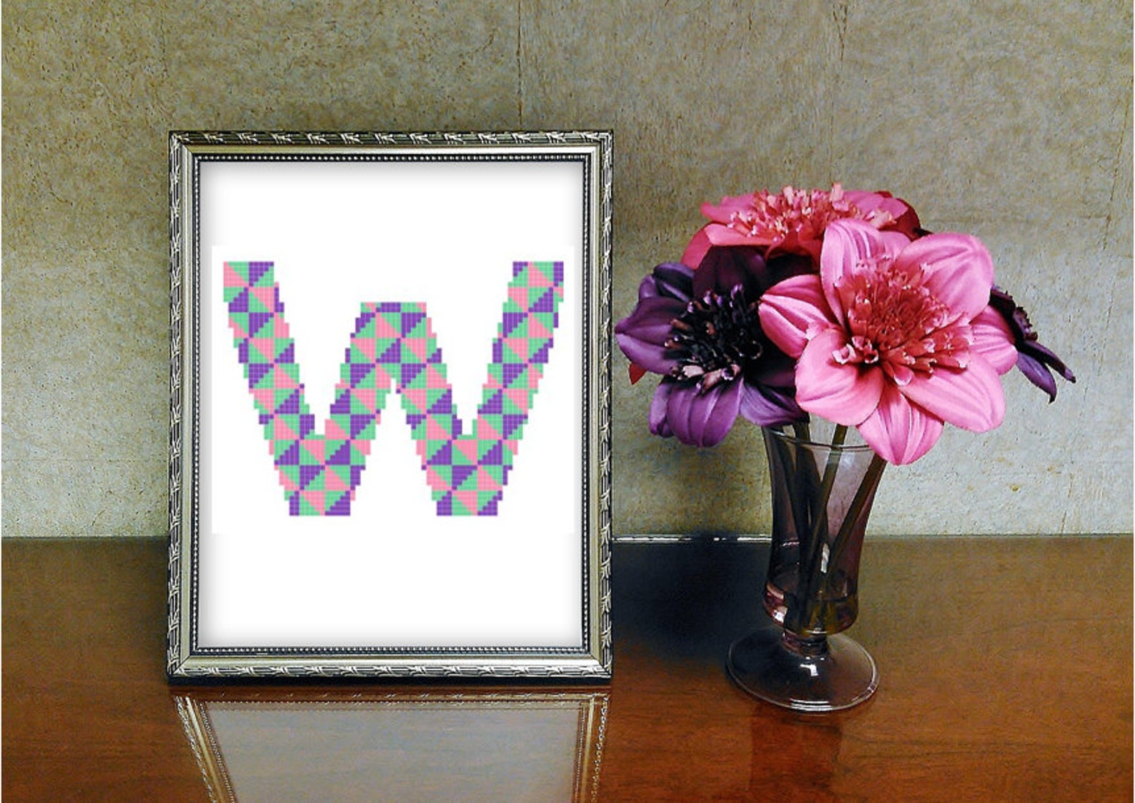 Letter W Alphabet Cross-stitch Pattern. Every Pattern Includes 3 ...