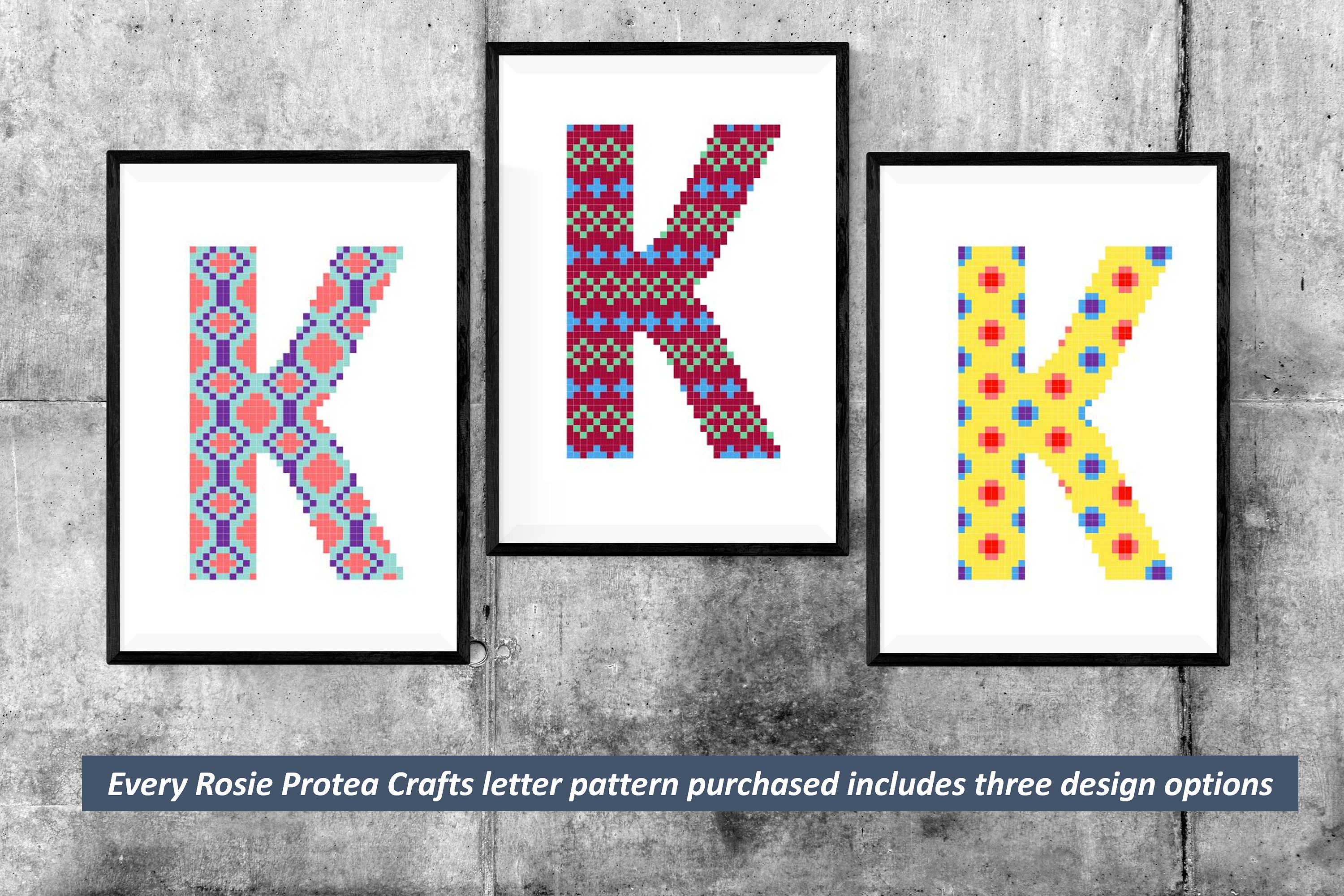 Letter K Alphabet Cross-stitch Pattern. Every Pattern Includes 3 ...