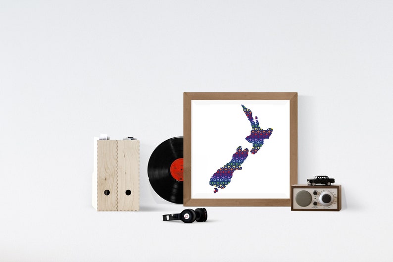 New Zealand Cross-stitch Pattern, Map of New Zealand / Aotearoa ...