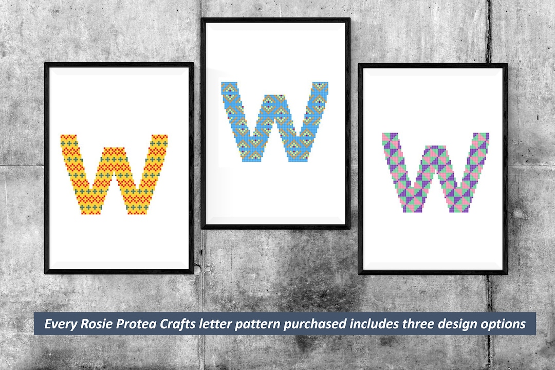 Letter W Alphabet Cross-stitch Pattern. Every Pattern Includes 3 ...