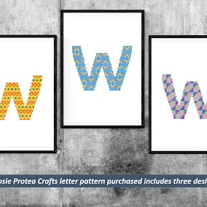 Letter W Alphabet Cross-stitch Pattern. Every Pattern Includes 3 ...