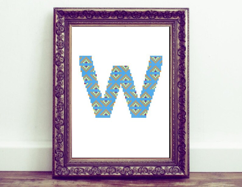 Letter W Alphabet Cross-stitch Pattern. Every Pattern Includes 3 ...