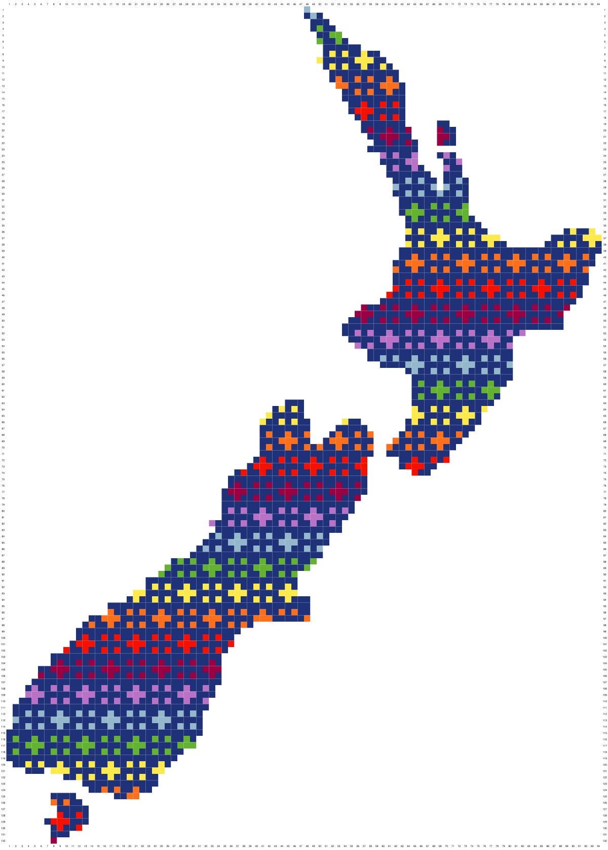 New Zealand Cross-stitch Pattern, Map of New Zealand / Aotearoa ...
