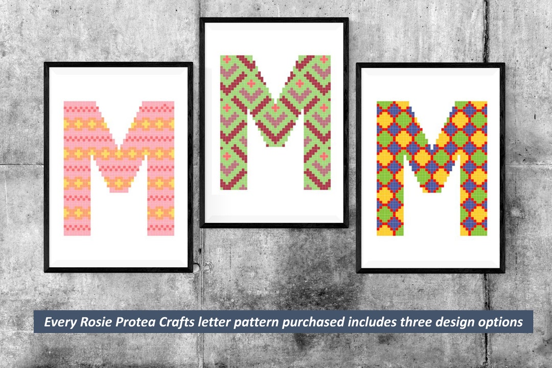 Letter M Alphabet Cross-stitch Pattern. Every Pattern Includes 3 ...