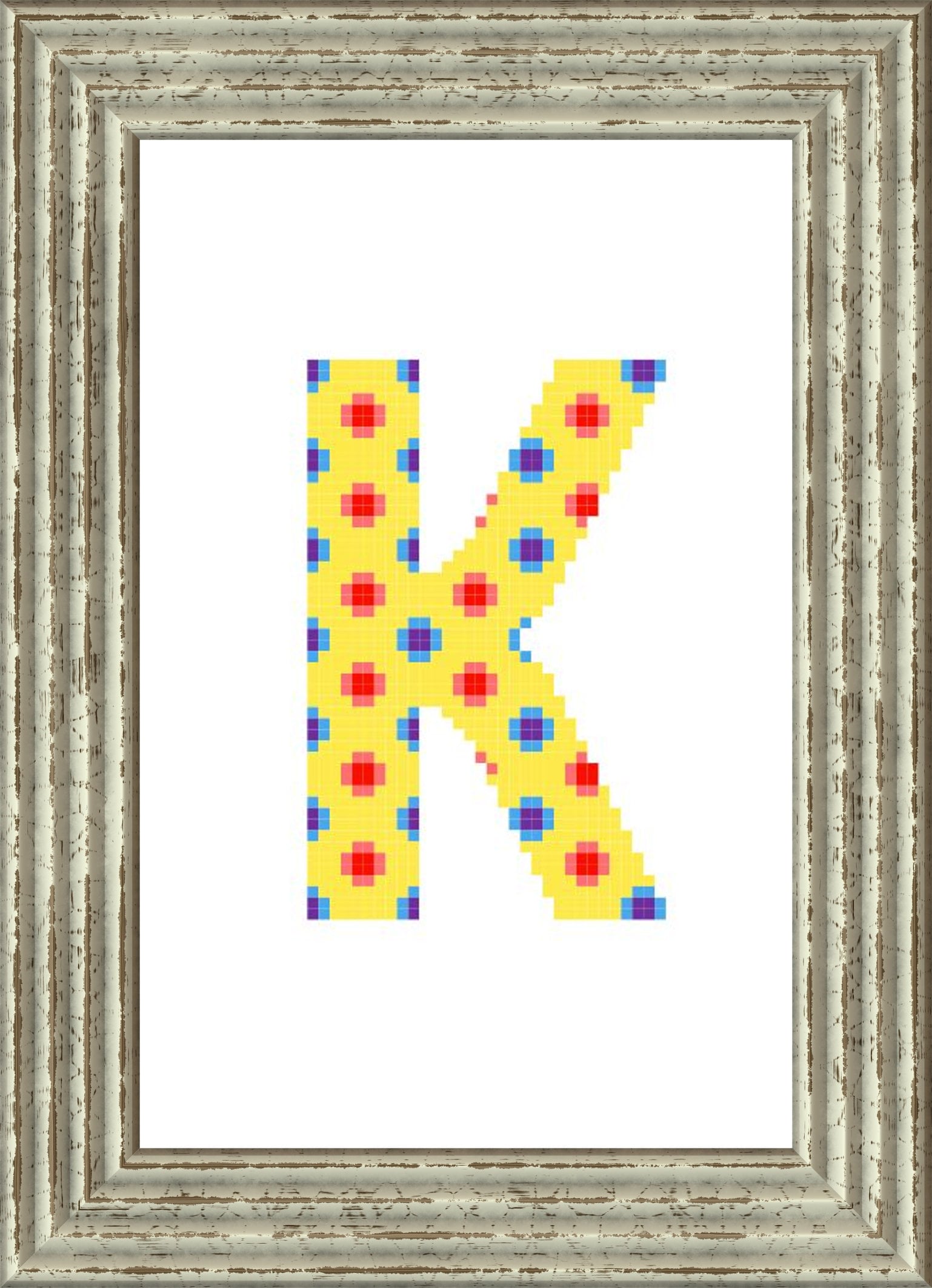 Letter K Alphabet Cross-stitch Pattern. Every Pattern Includes 3 ...