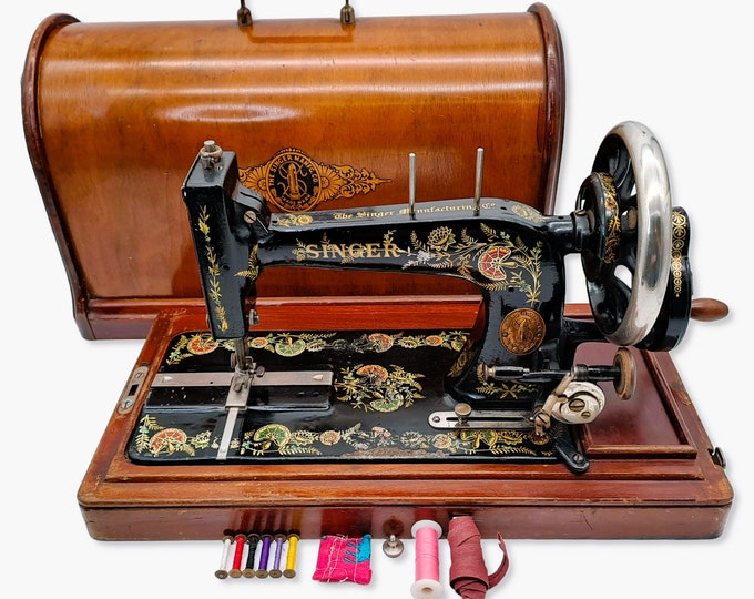 Singer Hand Crank Sewing Machine Model 48K Anno 1910 Ottoman Carnation ...