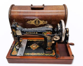 Singer Hand Crank Sewing Machine Model 48K Anno 1910 Ottoman Carnation ...