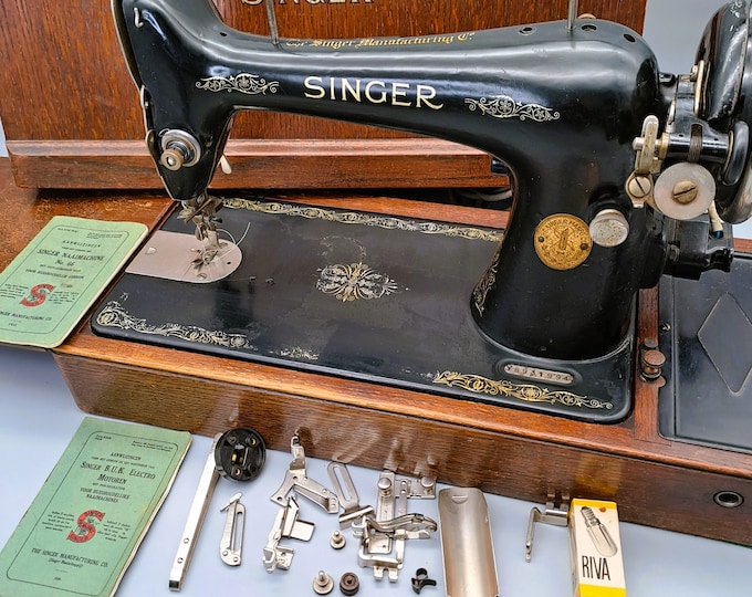 Singer 66k Electric Sewing Machine Model 66K Year 1933 With Case, Key ...