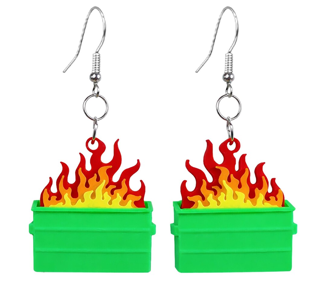 Dumpster Fire Earrings Funny Statement Dangle Earrings, Novelty Humor ...