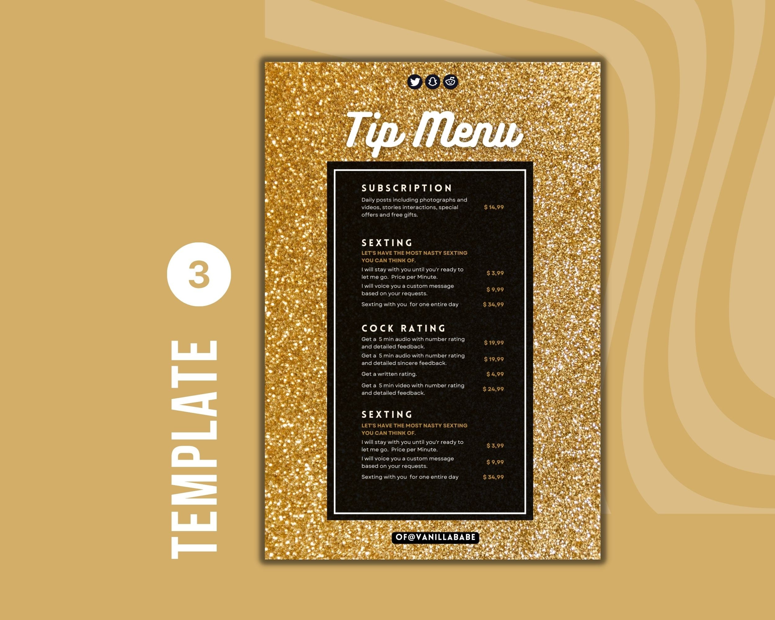 Onlyfans Tip Menu Template Bundle for Adult Content Sites, Fansly, Cam ...