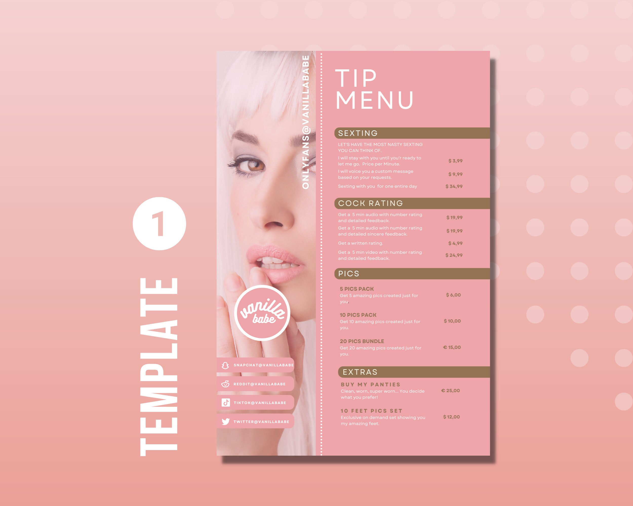 Onlyfans Editable Tip Menu Templates Bundle for Fansly, Niteflirt ...