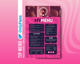 Onlyfans Editable Tip Menu Template | for Fansly, Niteflirt, Adult ...