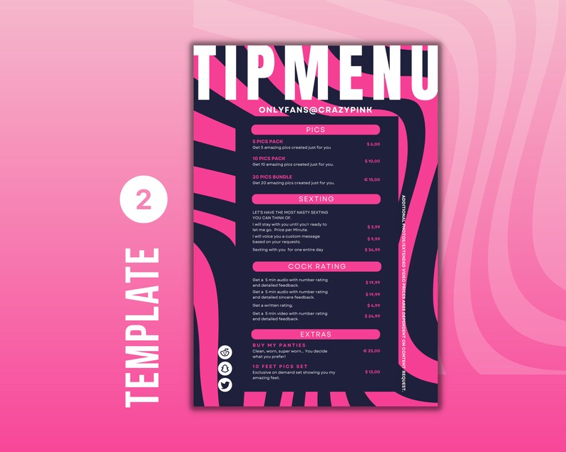 Onlyfans Editable Tip Menu Templates Bundle | for Fansly, Niteflirt ...