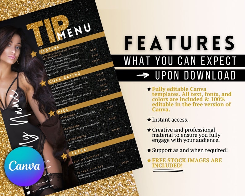 Onlyfans Editable Tip Menu Template | for Fansly, Niteflirt, Adult ...