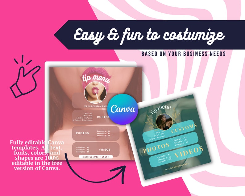 Onlyfans Editable Tip Menu Template | for Fansly, Niteflirt, Adult Contents, Cam Girl, Nsfw ...