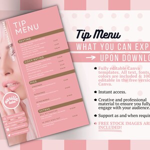 Onlyfans Editable Tip Menu Template | for Fansly, Niteflirt, Adult ...