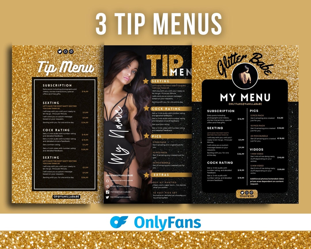 Onlyfans Tip Menu Template Bundle for Adult Content Sites, Fansly, Cam ...