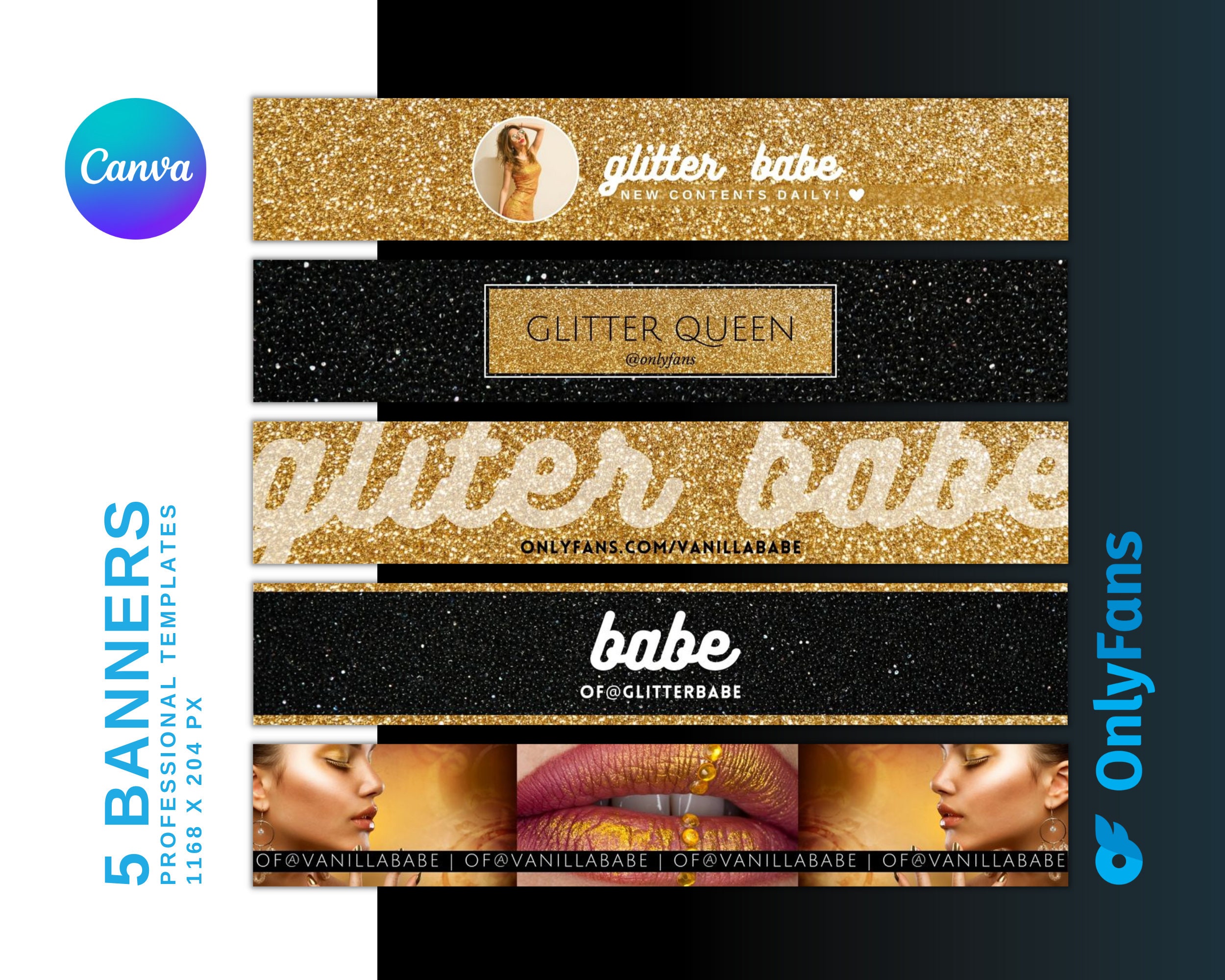 Onlyfans 5 Small Banners Template Bundle | for Fansly, Niteflirt, Adult ...