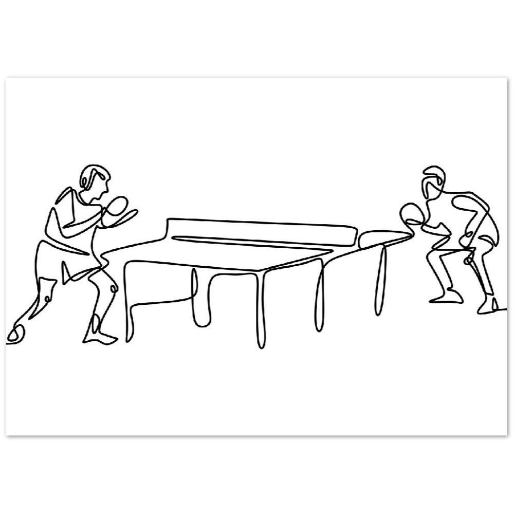 Table Tennis Line Art Poster - Two Players - Etsy