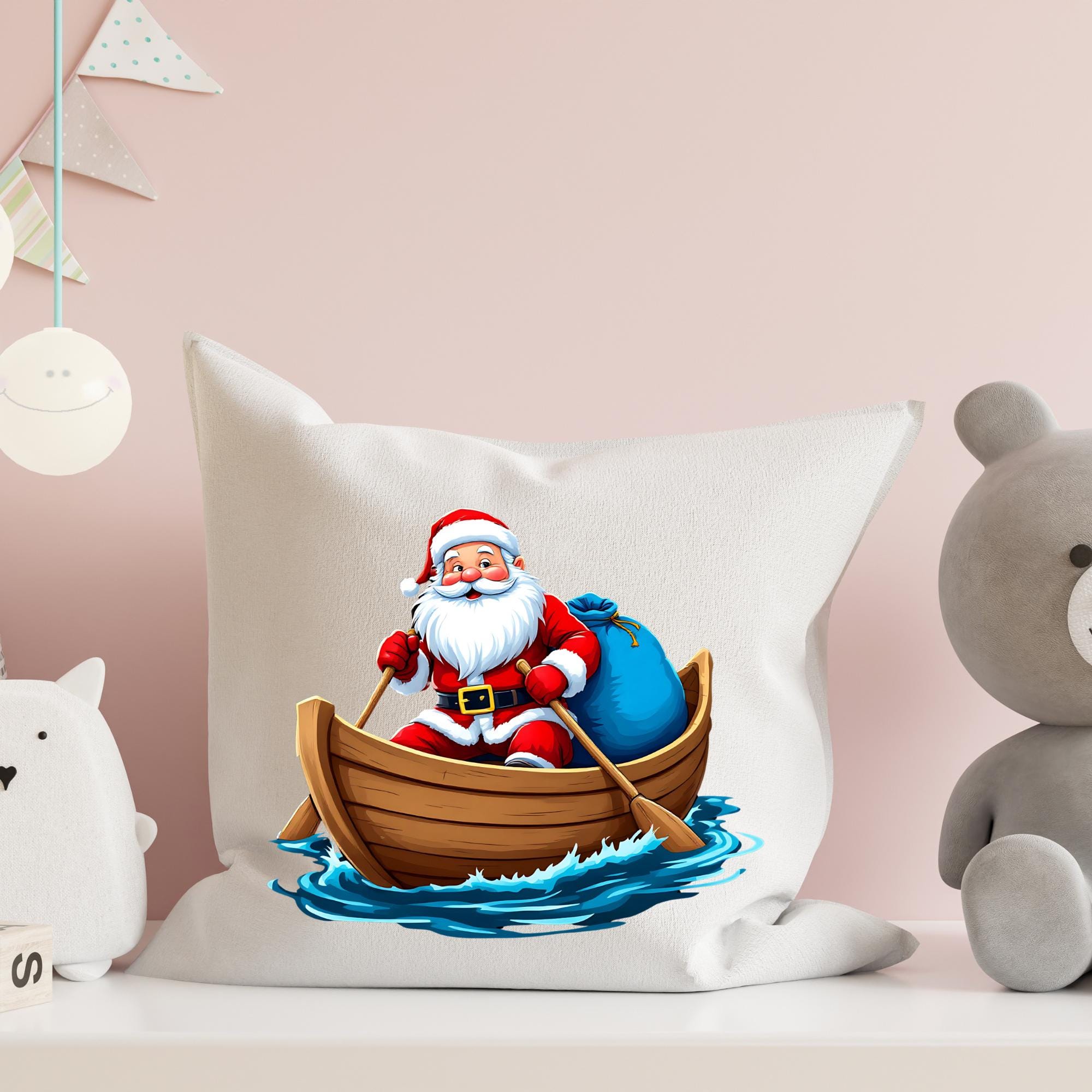 Cartoon Santa Rowing Boat – Santa Claus Clipart - Etsy