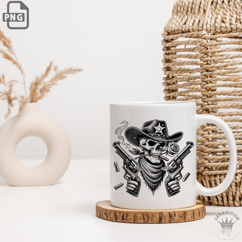 Cowboy Skull PNG: Sheriff Skeleton With Revolvers (digital Download) - Etsy