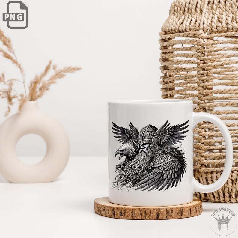 Viking PNG | Odin Print With Helmet & Eagle | Viking Art Clipart for Shirts, Sublimation ...