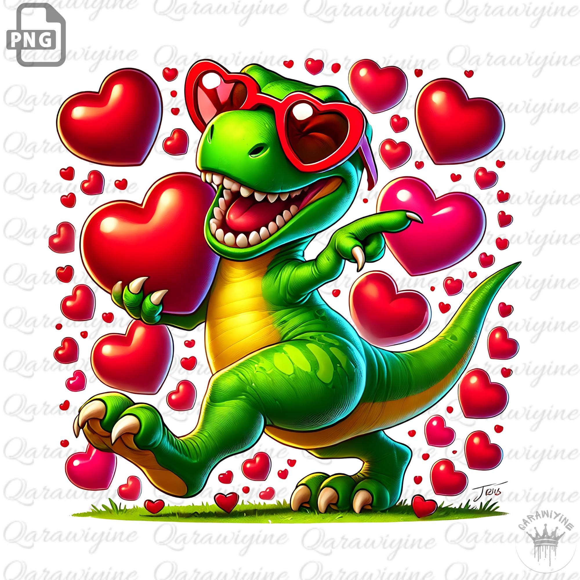 Valentine's Day T-rex Clipart for Boys-valentines Dinosaur,dinosaur ...