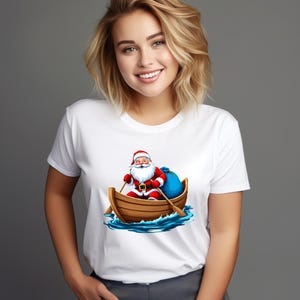 Cartoon Santa Rowing Boat Santa Claus Illustration - Etsy