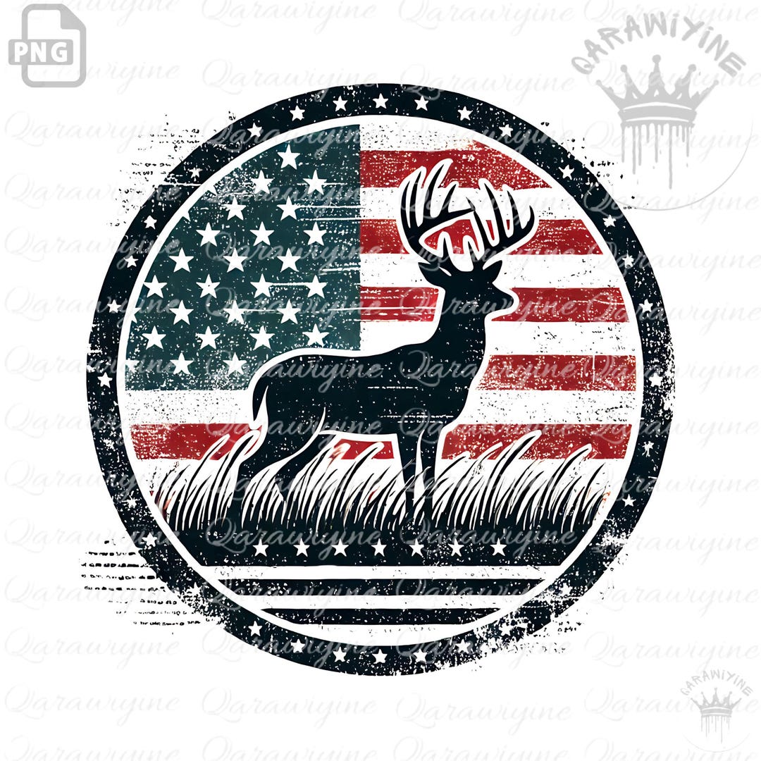 Patriotic Whitetail Buck Emblem & Distressed Flag – Whitetail Buck Png ...