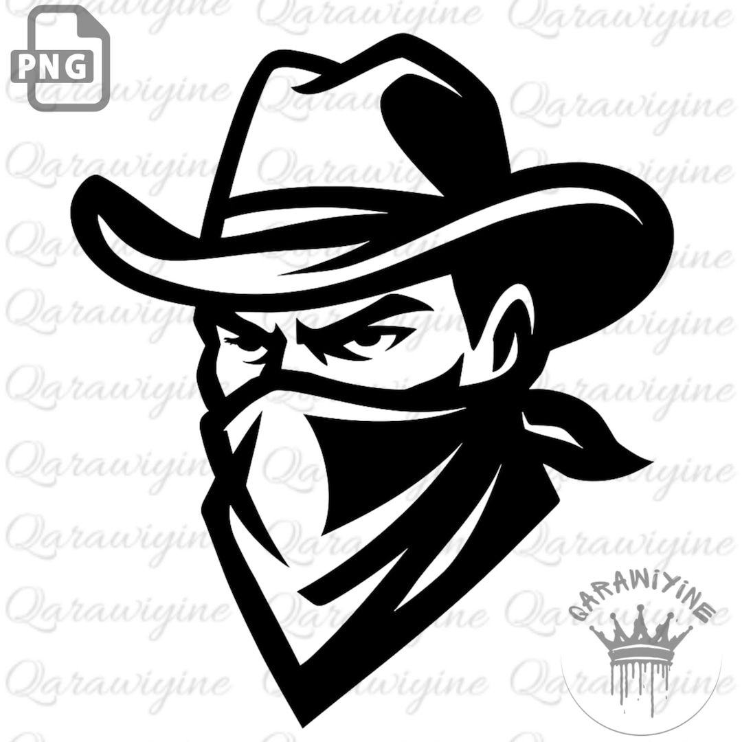 Cowboy Bandit Silhouette Clipart: Wild West Outlaw PNG (digital ...