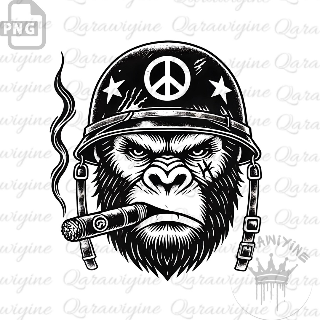 Gorilla Soldier PNG: Vintage Military Ape Art (digital Download) - Etsy