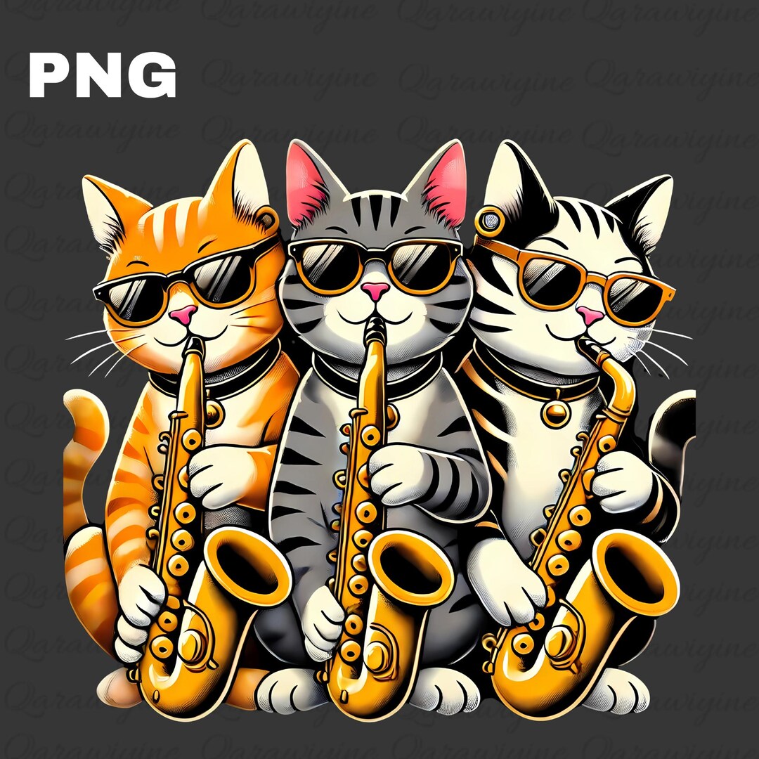 Cool Jazz Cats Saxophone Gift PNG Jazz Gift - Etsy