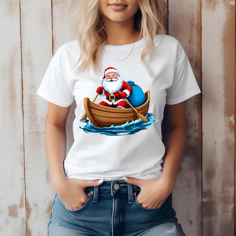 Cartoon Santa Rowing Boat – Santa Claus Clipart - Etsy